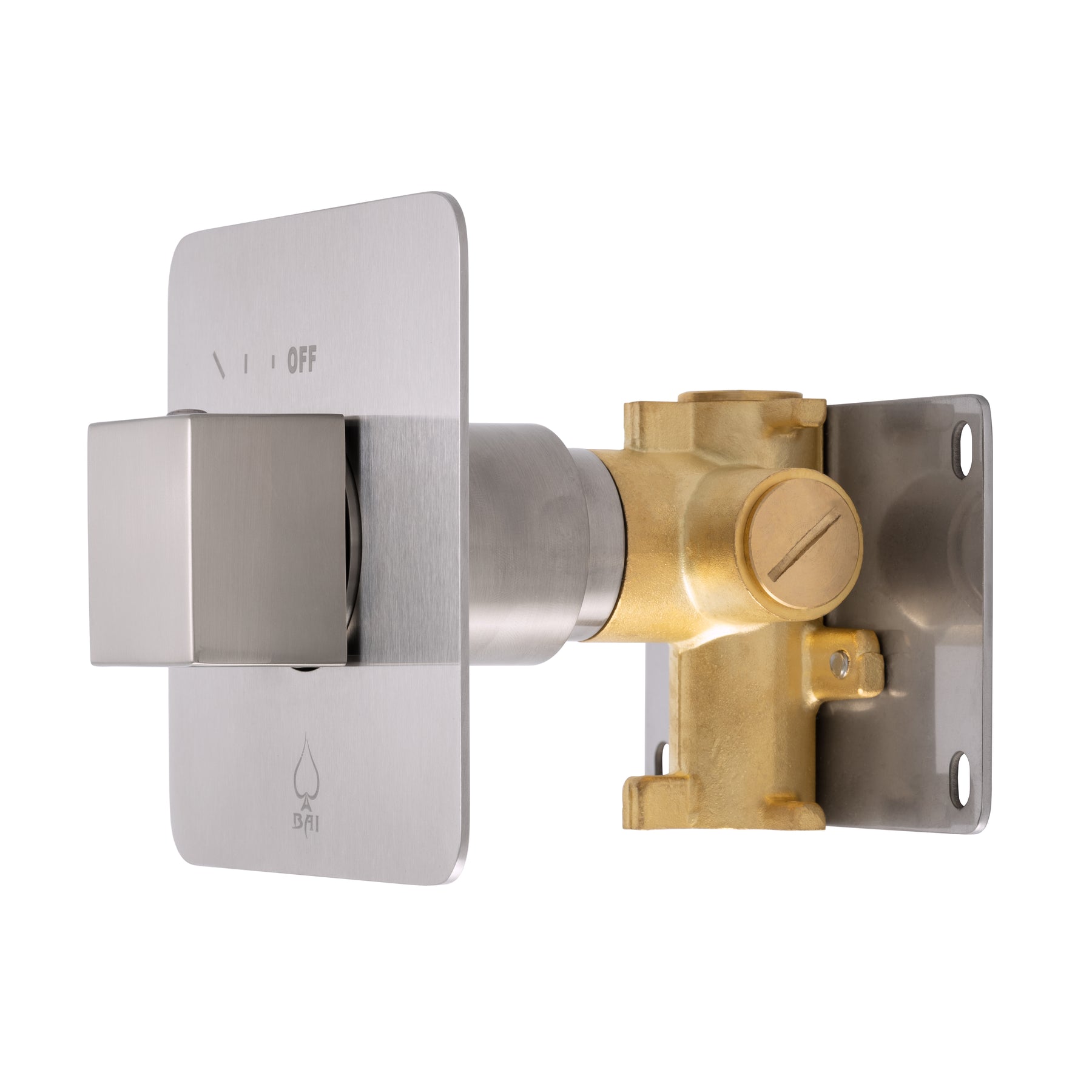 BAI 0141 Concealed 1 Function ON/OFF Shower Valve in Brushed Nickel Fi ...