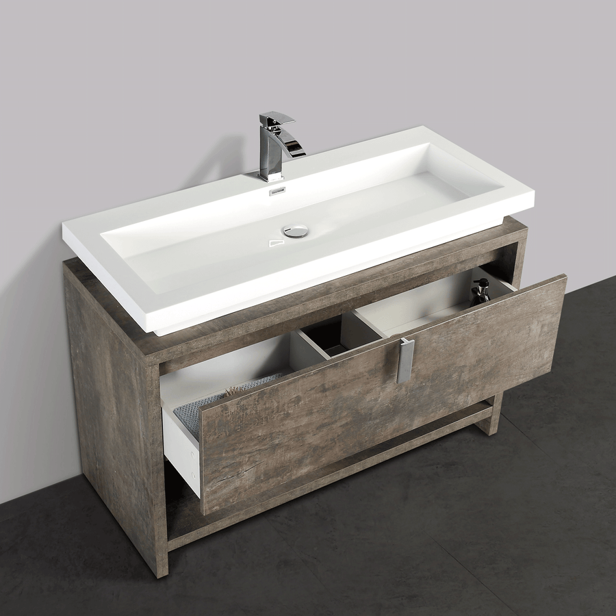BAI 0754 Floor Standing 47-inch Bathroom Vanity Cabinet in Rustic Ston ...